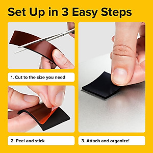 Flexible Magnetic Tape - 1 Inch x 10 Feet Magnetic Strip with Strong Self Adhesive - Ideal Magnetic Roll for Craft and DIY Projects - Sticky Magnets for Fridge and Dry Erase Board