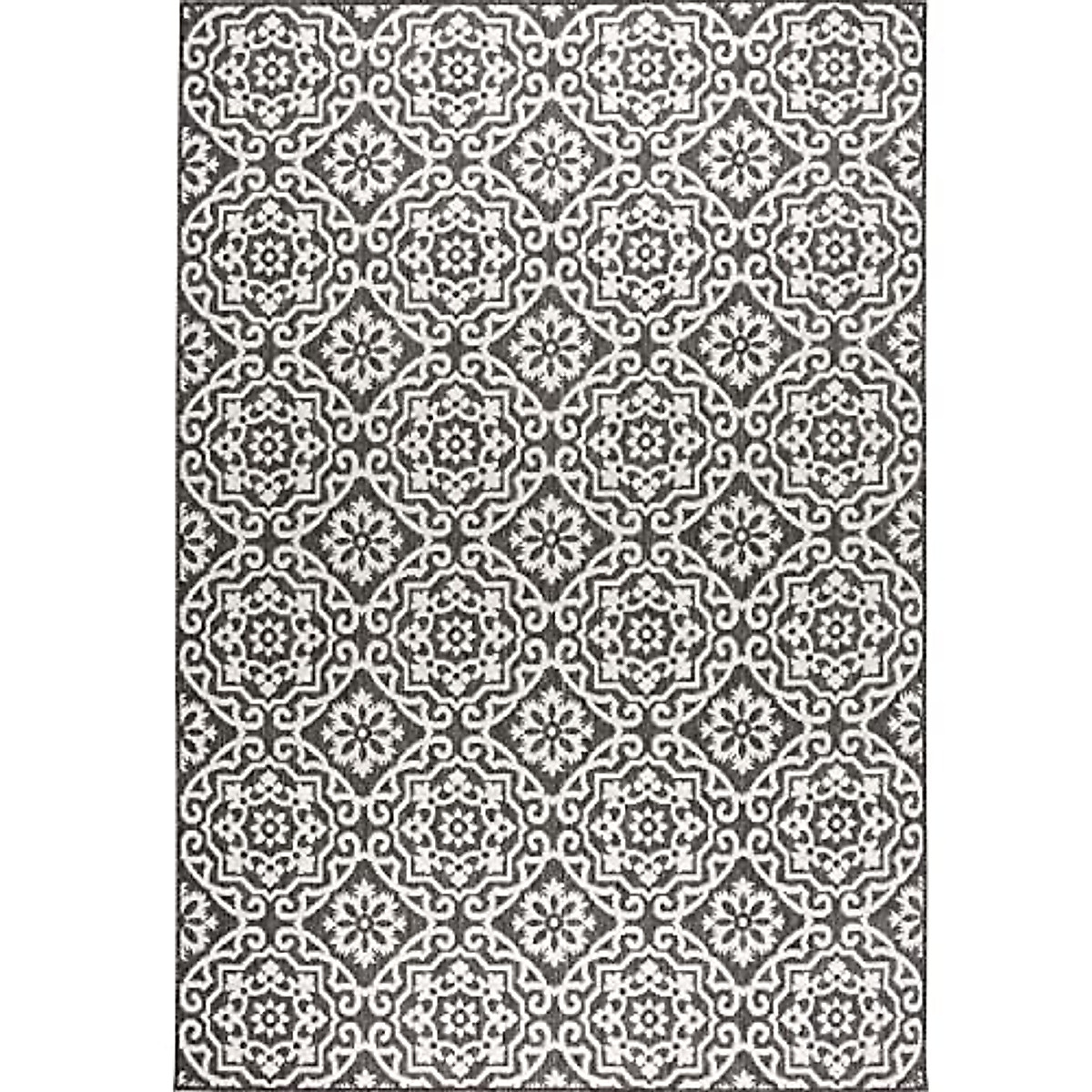 Nicole Miller New York Patio Country Danica Transitional Geometric Indoor/Outdoor Area Rug, Black/Grey, 1'9"x2'11"