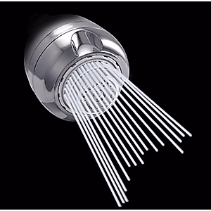 PF WaterWorks SmartFLOW Water Sense Listed Water Saving Efficient Three Spray Pattern Massaging Showerhead - 1.5 GPM; PF0555