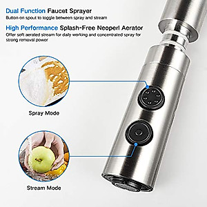 Yohom Black Kitchen Faucet with Pull Down Sprayer Stainless Steel Kitchen Sink Faucet High Arc Single Handle with Pull Out Dual Function Sprayer Modern Single Hole Faucet Brushed Finish