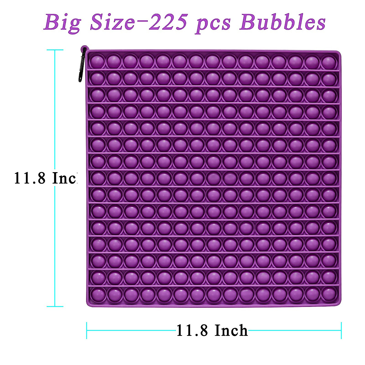 Jumbo Pop 225 Bubbles Big Pop Fidget Toy, Big Size Push Pop Sensory Toy, Cheap Blue Purple Rainbow Large Giant Huge Pops, Extra Large Square Stress Relief Autism Toy for Men and Women (Purple)
