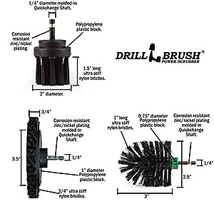 Drill Brush Power Scrubber by Useful Products - Grill Cleaning Brush Drill Attachment 3 Piece Set - Drill Brush Cleaning Tool - Baked on Food Remover Brush - Black Bristle Brush Attachment