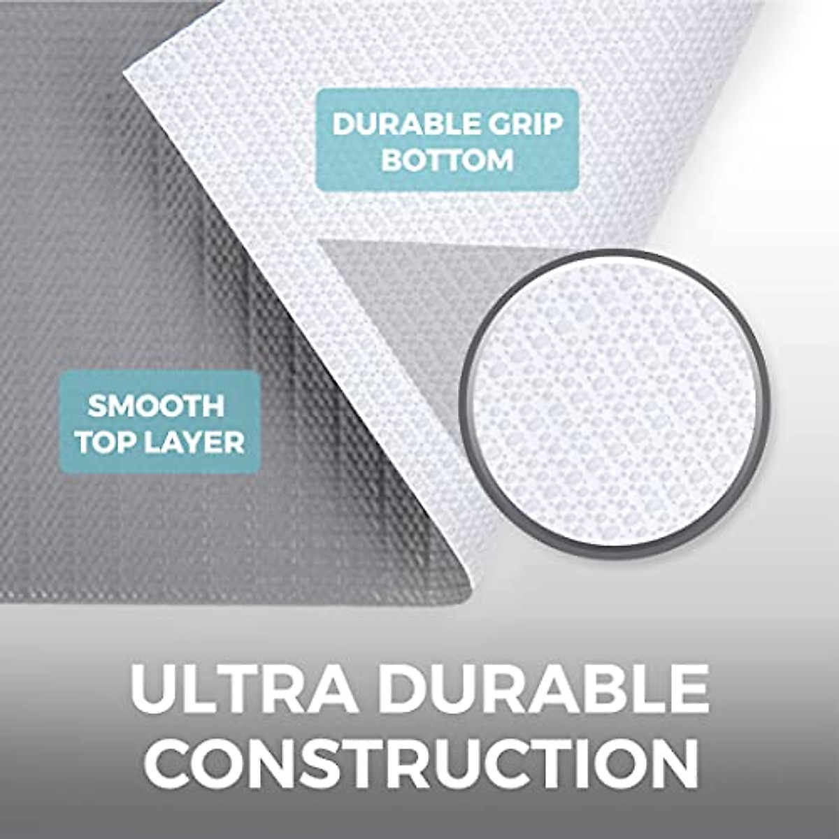 Home Genie Slip Resistant Removable Smooth Durable Drawer and Shelf Liner, Non Adhesive, Roll, Décor Kitchen Cabinet Shelves Liners, Stain Protection, Drawers, Desks, 12 Inch x 10 FT, Slate Gray