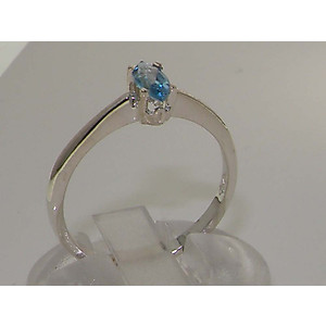 925 Sterling Silver Real Genuine Blue Topaz Womens Statement Ring - Size 11