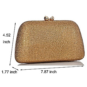 Bright Crystal Clutch Bag Sparkling Full Rhinestone Evening Bag for Women Elegant Formal Occasion Wedding Bridal Graduation (Gold)