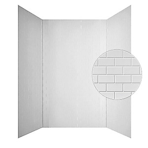 From Plain To Beautiful In Hours 133-WT-SUB-KIT Subway Tub and Shower Wall Panels Surround, Gloss White, 96 Square Feet