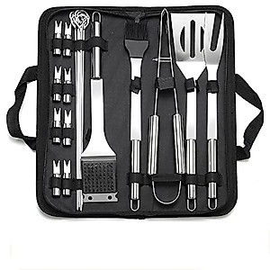 20Pcs Grilling Accessories BBQ Tools Set, Professional Stainless Steel Barbecue Tools Kit with Storage Bag for Outdoor Cooking Camping Grilling,Best Grill Gift for Men Women