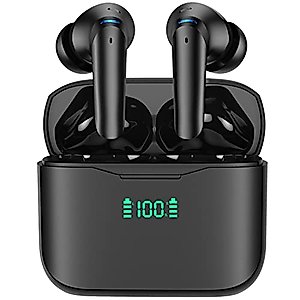FOF Wireless Earbuds Noise Cancelling Bluetooth 5.3 Headphones IPX6 Waterproof LED Power Display Ear Buds in-Ear Earphones with Wireless Charging Case 4 Microphone 50H Playback Headset