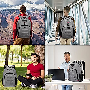 Liokesa Laptop Backpack for Men, School Backpack for Teen Boys with USB Charging Port, Travel Water Resistant Students Book Bags, Large College Work Back Pack Fit 15.6 Inch Laptop, Grey