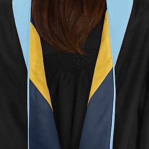 Endea Graduation Masters Hood for Education, Counseling & Guidance, Arts in Education College Degrees - Unisex (Light Blue/Navy Blue/Gold)