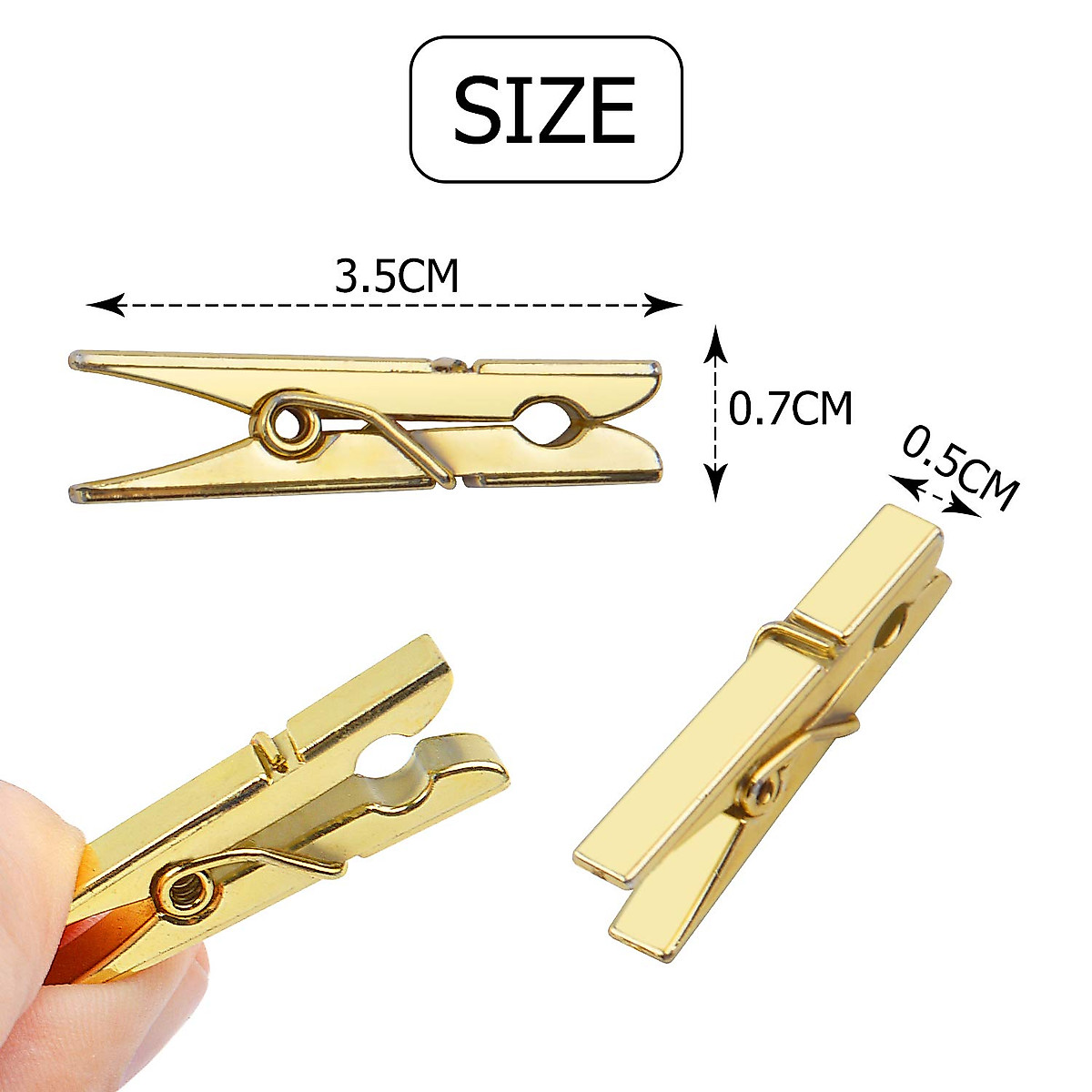 200 Pieces Photo Clips,Mini Rose Rold Plastic Utility Paper Clip Clothespins Clip