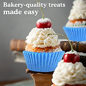 Regency Wraps Standard Baking Cups Greaseproof Professional Grade For Cupcakes and Muffins, Light Blue Solid, Pack of 40