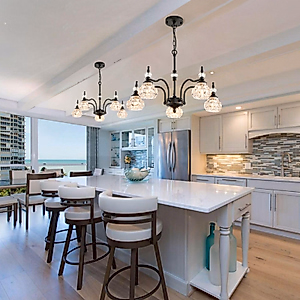 WJShome 5-Light Vintage Black Crystal Chandeliers for Dining Room,Antique Victorian Chandelier,Modern Farmhouse Hanging Pendant Light Fixtures,for Living Room Bedroom Kitchen Island Foyer Entryway