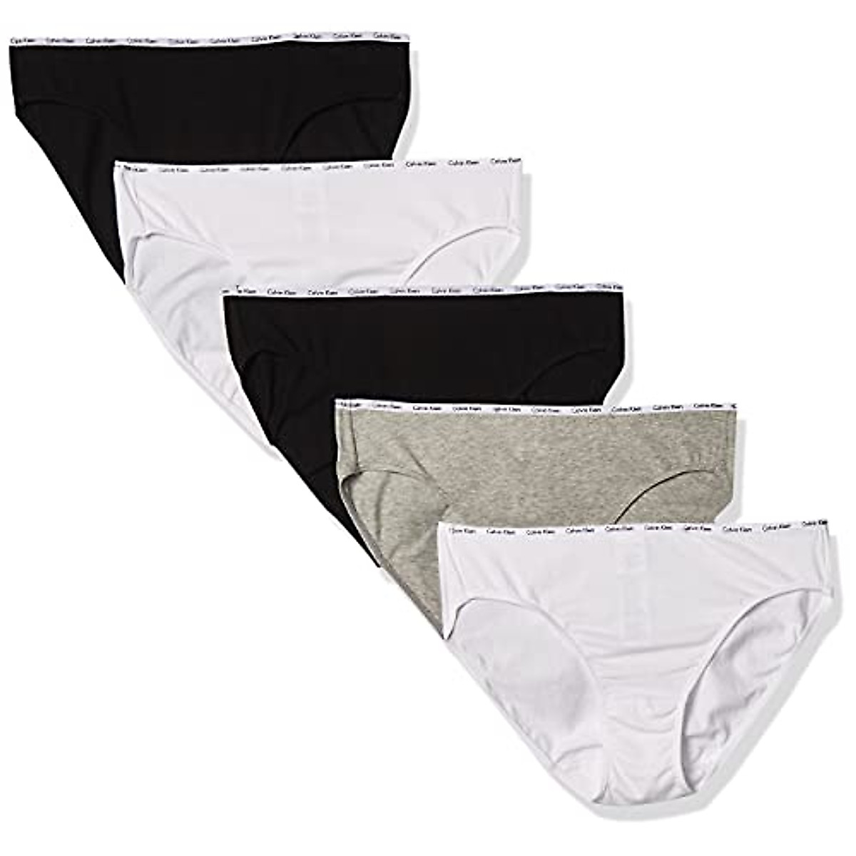 Calvin Klein Women's Cotton Stretch Logo Multipack Bikini Panty, Black/White/Grey Heather, Medium