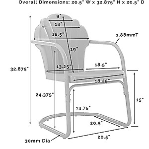 Crosley Furniture KO10011WH Tulip Retro Metal 3-Piece Seating Set (2 Chairs and Side Table), White