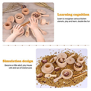 Migargle Sensory Bin Tools, Montessori Toys for Toddlers, Waldorf Toys, Wooden Scoops and Tongs for Transfer Work and Fine Motor Learning