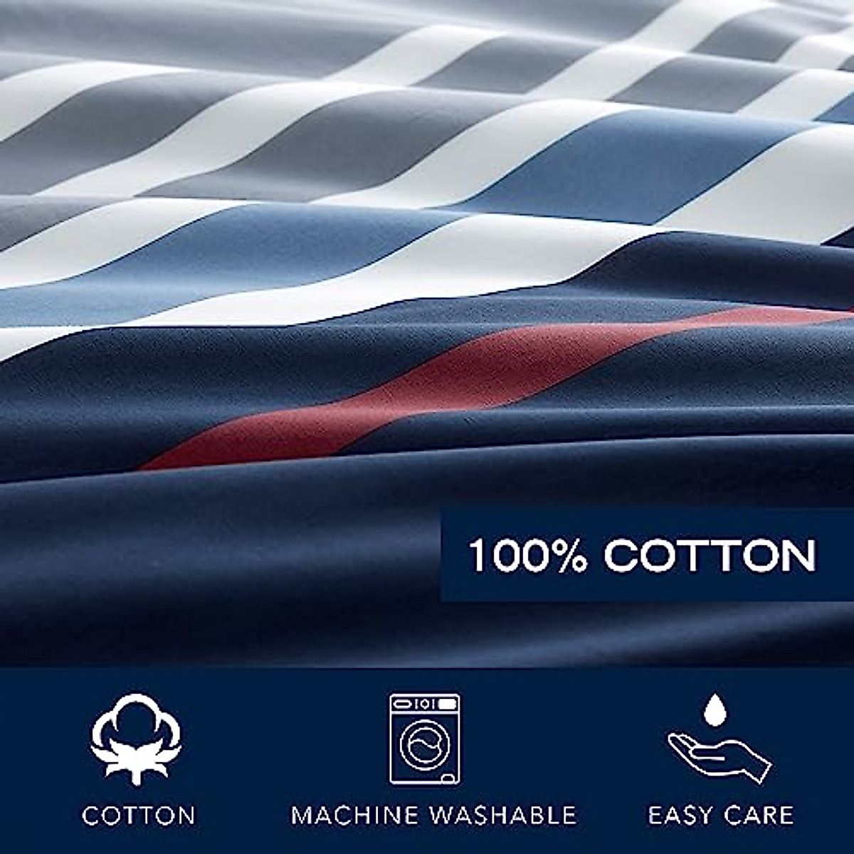 Nautica - Queen Comforter Set, Cotton Reversible Bedding with Matching Shams, Stylish Home Decor (Bradford Navy/Kahki, Queen)