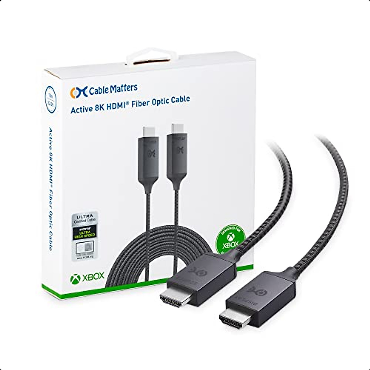 [Designed for Xbox Certified] Cable Matters Unidirectional Active 8K @60Hz Fiber Optic HDMI Cable 32.8 ft / 10m - Supporting 8K@60Hz 4K@120Hz HDR - Designed for Xbox, Compatible with PS5, Apple TV, PC