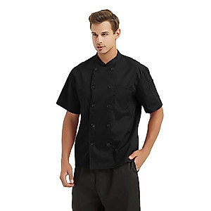 TopTie 3 Pack Custom Short Sleeve Chef Coats Personalized Heat Transfer & Embroidered Jackets-SET7-L