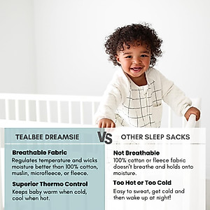 Tealbee Dreamsie: Toddler Sleep Sack with Long Sleeves and Footies 2T-3T - 0.8 TOG Summer Baby Wearable Blanket for Walkers - Rayon made from Bamboo, Organic Cotton Sleep Bag Feet Cover - Checkered