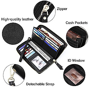 GEEAD Wallets for Women Large Capacity PU Leather Credit Card Holder Clutch Wristlet Wallet