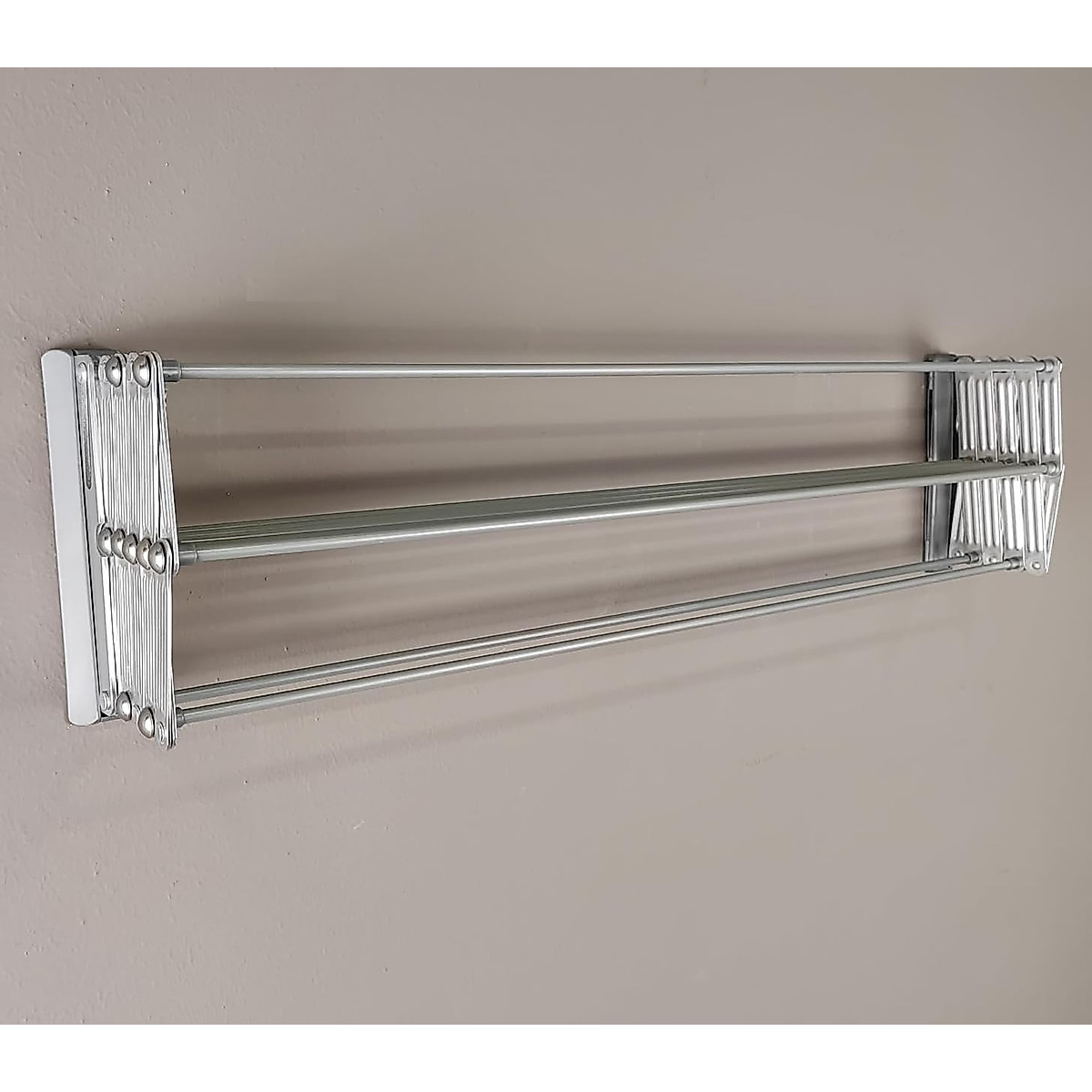 TOTES BABIES - Space Saver Pro Wall-Mounted Aluminum Clothes Drying Rack - Expandable, Rustproof, 31.5" Wide Accordion Laundry Rack for Indoor/Outdoor Use (Aluminum)