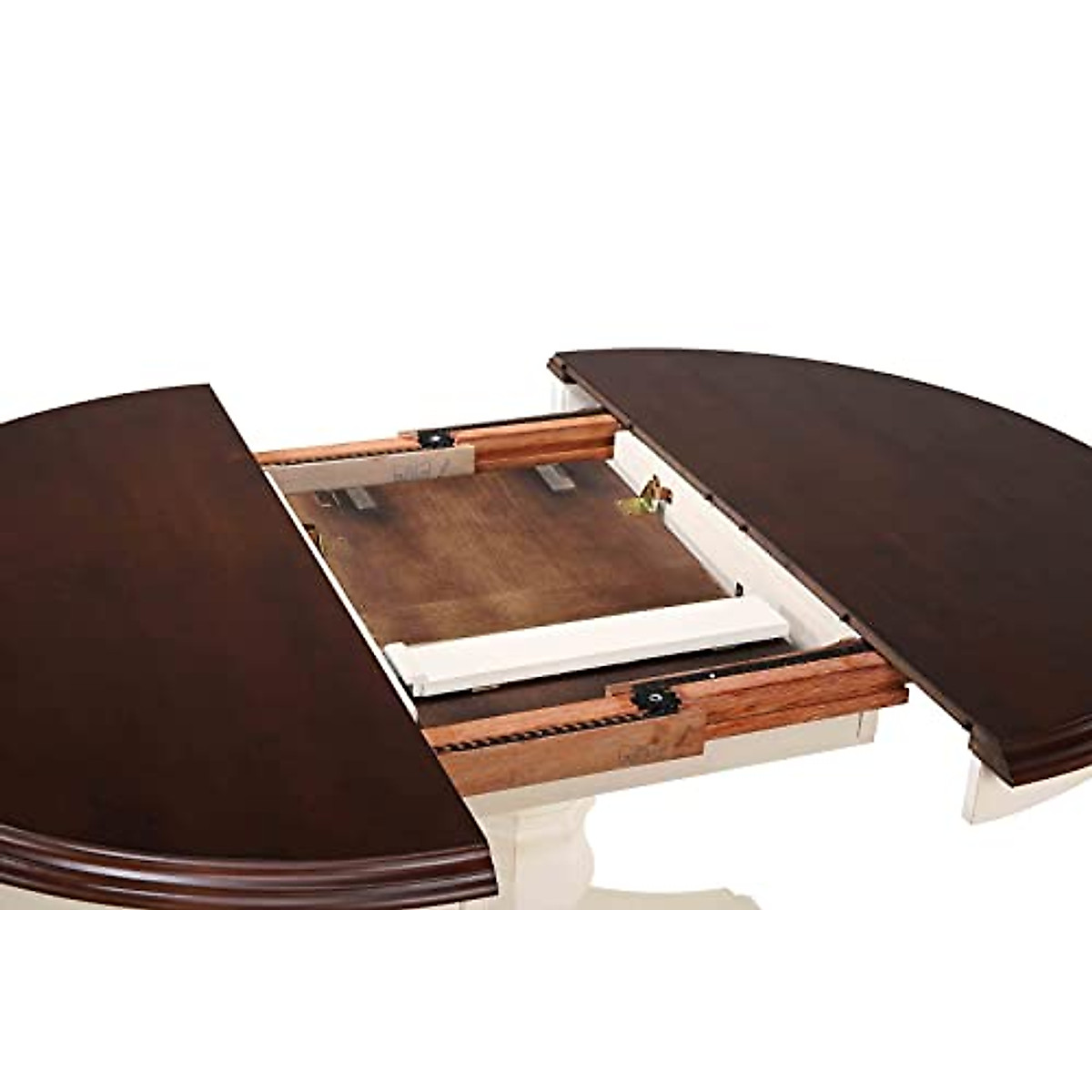 Sunset Trading Andrews 8 Piece 48" Round or 66" Oval Extendable Butterfly Leaf Table | Side Board | Antique White and Chestnut Brown | Seats 6 Dining Room Sets, Two Size Extension