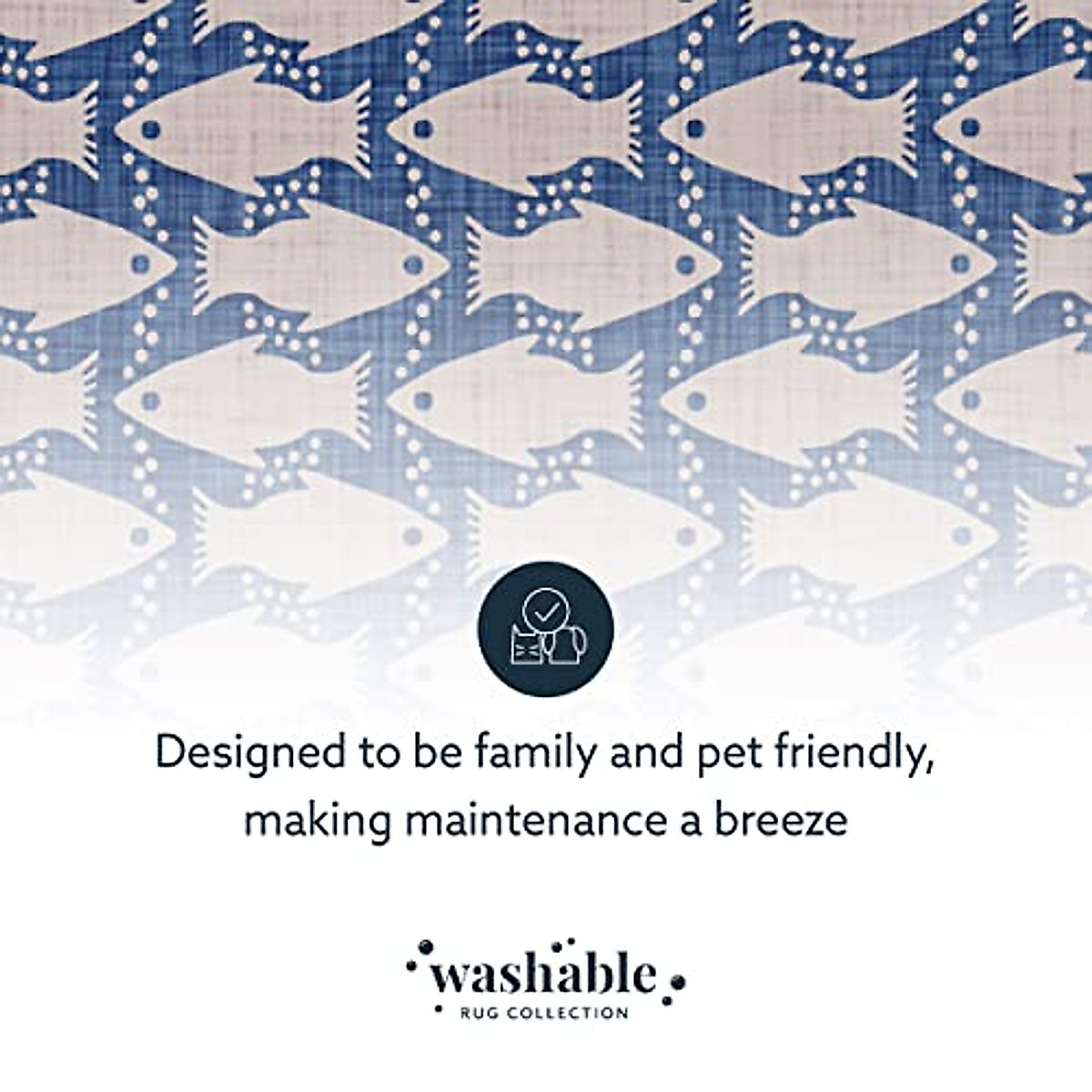 Linon The Anywhere Washable Rug Shayna Ivory/Blue 2' X 8' Runner Rug