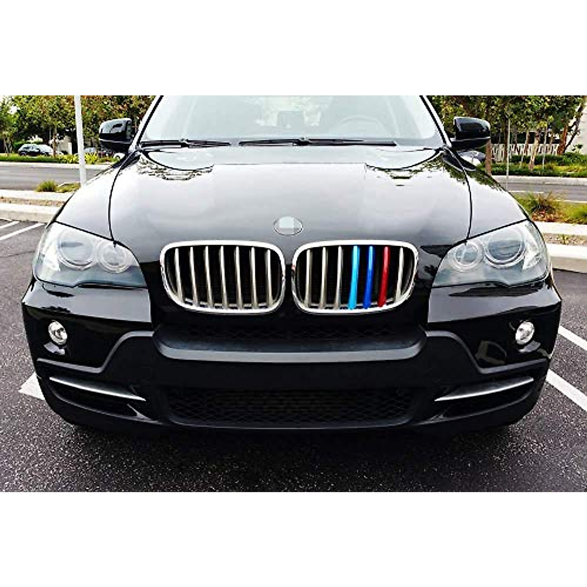 iJDMTOY Exact Fit ///M-Colored Grille Insert Trims Compatible With 2007-2013 BMW E70 X5, 2008-2012 E71 X6 Center Kidney Grill