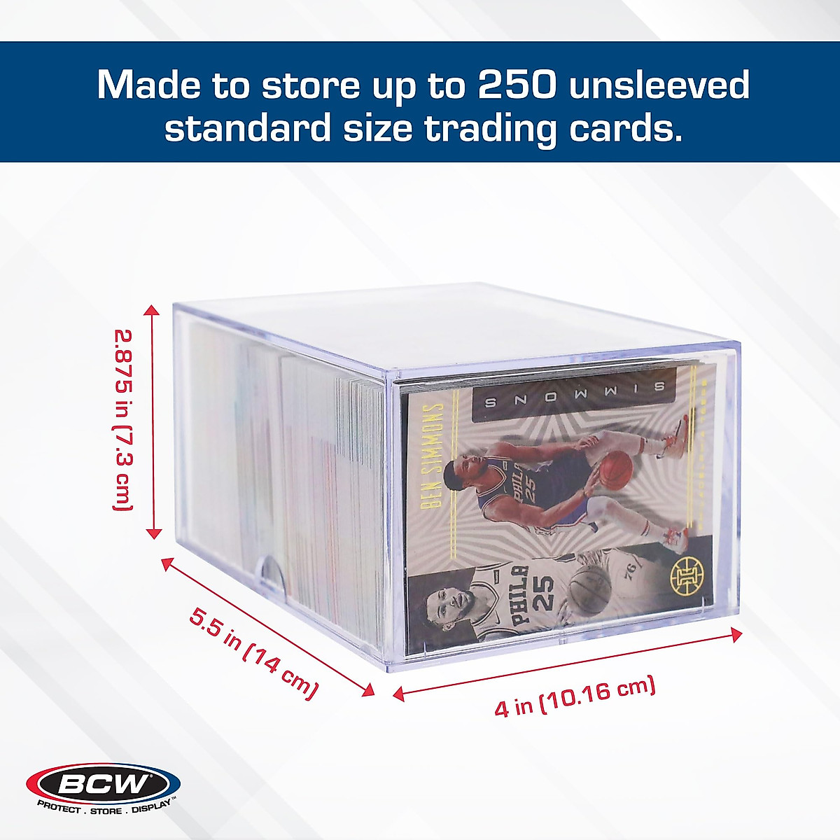 BCW Card Slider Box | Premium Trading Card Storage | Sturdy, Stackable, Crystal-Clear Design for Magic The Gathering, Football, Basketball, Baseball Card (250 Card, 1 Pack)
