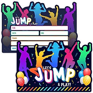 Simimi art Bounce House or Jumping Party Invitations - Trampoline Jump Birthday Invite - Trampoline Birthday Party - LET'S JUMP & PLAY (30 Cards + 30 Envelopes)