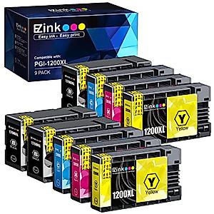 E-Z Ink (TM Compatible PGI-1200XL Ink Cartridge Replacement for Canon PGI-1200 XL for Maxify MB2720 MB2320 MB2120 MB2350 MB2050 MB2020 Printer (3 Black, 2 Cyan, 2 Magenta, 2 Yellow, 9-Pack)