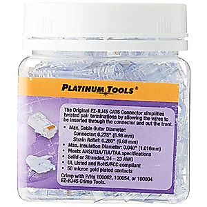 Platinum 202016J EZ-RJ45 Cat 6 Connector and Strain Relief Combo Kit, 50-Pieces
