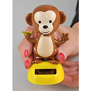 Home-X Solar-Power Dancing Monkey Figure, Office Décor, 3 3/4” Tall
