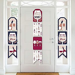 Big Dot of Happiness But First, Wine - Hanging Vertical Paper Door Banners - Wine Tasting Party Wall Decoration Kit - Indoor Door Decor