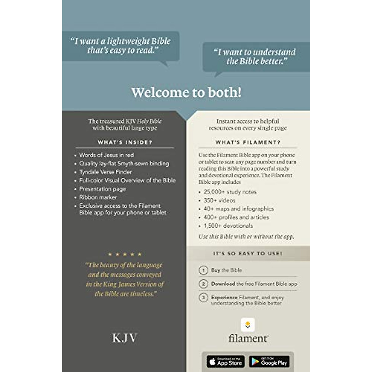 KJV Personal Size Giant Print Holy Bible (Red Letter, LeatherLike, Peony Lavender, Indexed): Includes Free Access to the Filament Bible App Delivering ... Notes, Devotionals, Worship Music, and Video