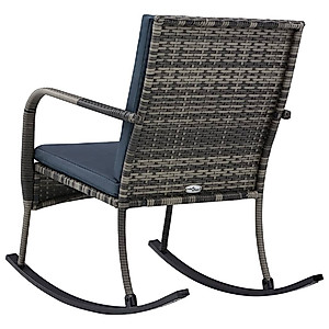 Outdoor Porch Rocker Chair for Adult, All Weather- Resistant Patio Rocking Chair for Garden Lawn Garden Rocking Chair Poly Rattan Anthracite