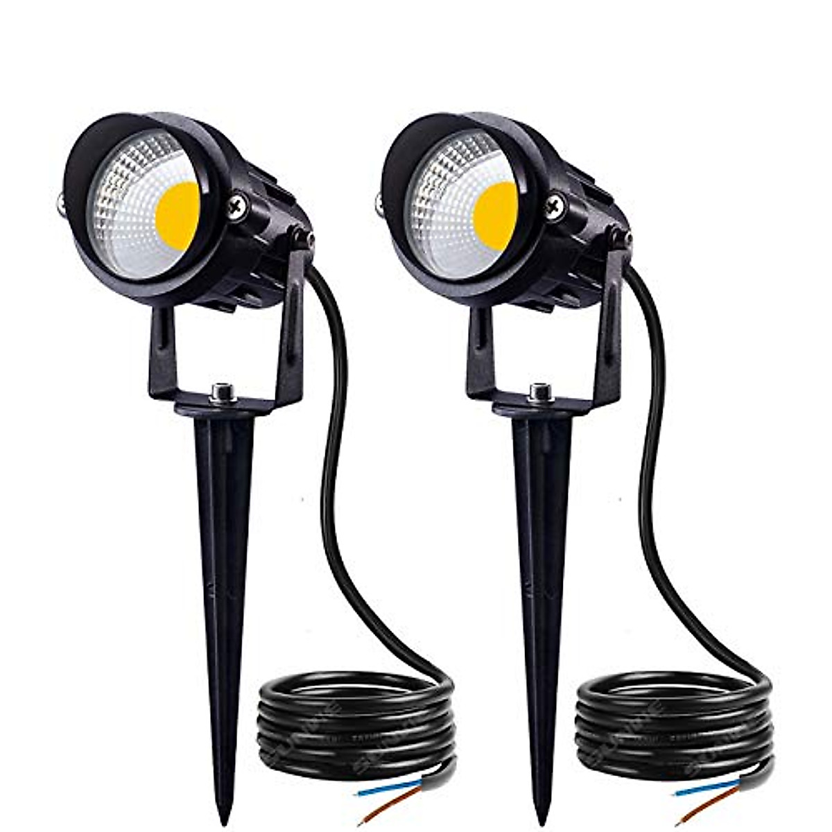 SUNVIE 12W Low Voltage Landscape Lighting (AC/DC 12V) Waterproof Landscape Lights Ultra Warm Pathway Walls Trees Flags Outdoor Spotlights with Spike Stand (2 Pack)