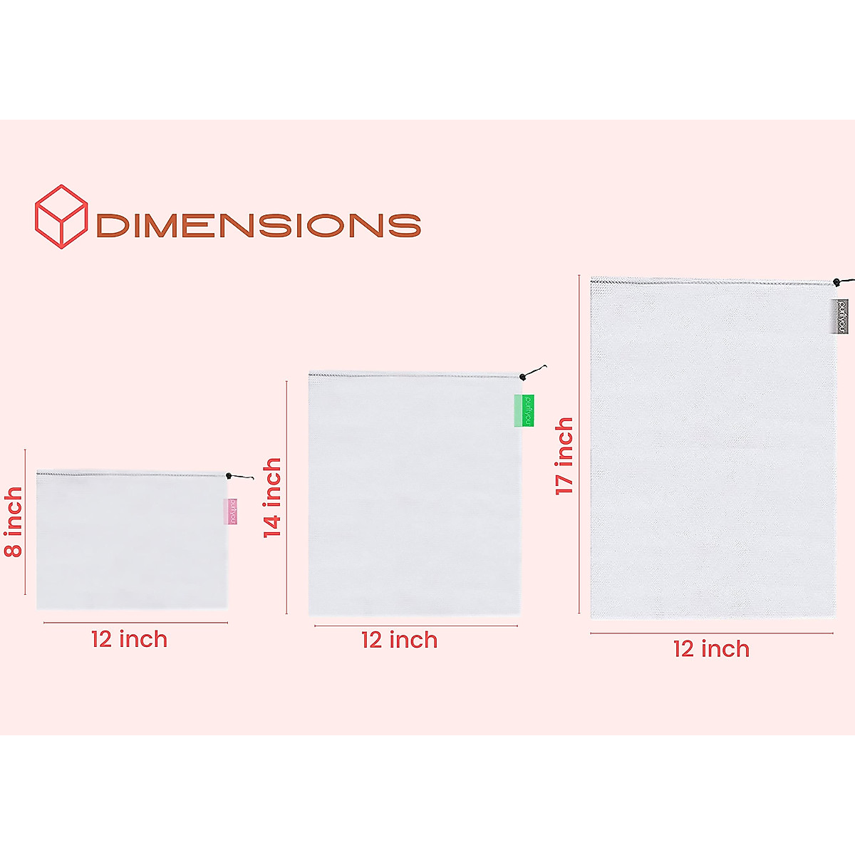 purifyou DUAL Purpose Reusable Produce and Grocery Bags, Set of 9 SEE THROUGH Mesh with Handles & Washable Produce Mesh Set of 9 Grocery with Drawstring, Large Foldable Shopping Bags Premium Bundle