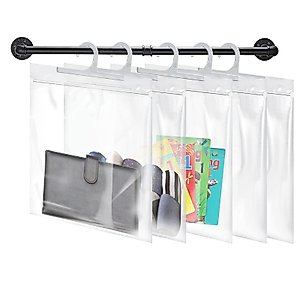 Hanging Storage Bags 24 Pack, Large Hook 10 x 12.5-inch Clear Plastic Bags for Classroom, Library and Pharmacy Use