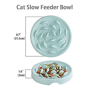 Slow Feeder Cat Bowl,Melamine Fun Interactive Feeder Bloat Stop Puzzle Cat Bowl Preventing Feeder Anti Gulping Healthy Eating Diet Pet Dog Slow Feeding Bowls Against Bloat, Indigestion and Obesity