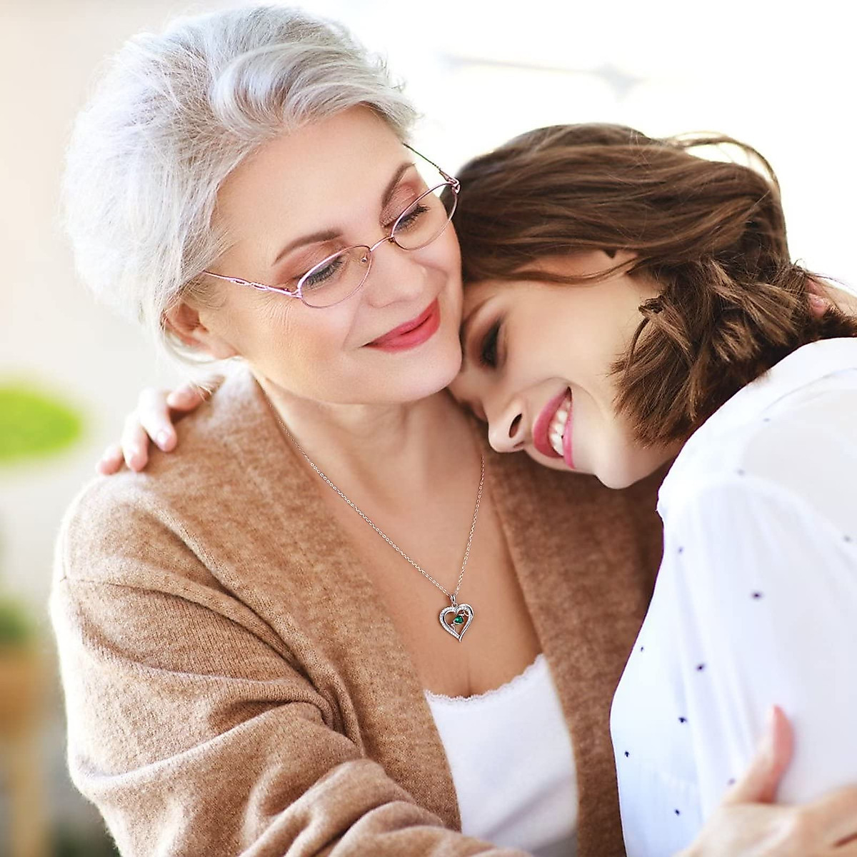 Mom Gifts Mom Birthday Necklace, Sterling Silver Mom Birthstone Jewelry Mom Mothers Valentines Day Gifts for Mom Christmas Birthday Gifts for Mom March Birthstone Blue Aquamarine Necklace Jewelry