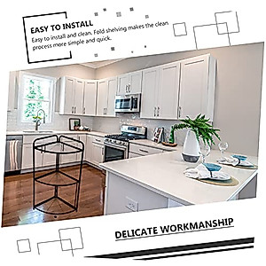 Cabilock 1pc Sturdy Home Storage Organizing Kitchen Three-layer Foldable Office for Corner Holder Cabinet Practical Layer Seasoning Steel Shelves Household Rack Organizer Shelf Pot Tier