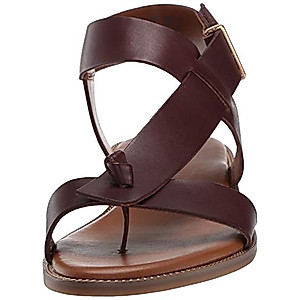 Franco Sarto Womens Glenni Ankle Strap Flat Sandals, Dark Brown, 8.5