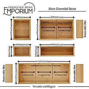 CreekView Home Emporium Bamboo Drawer Organizer Set - 10pc Drawer Dividers for Use as Junk Drawer Organizers and Storage