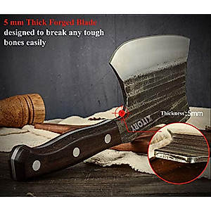 Kitory Frozen Meat Cleaver, Massive Forged Super Heavy Duty Kitchen Axe Knife, Axes Butcher Chopper for big bone and frozen meat -1.68 LB-K2