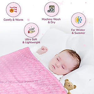 Lily and Page Personalized Baby Blanket - Pink Custom Baby Blanket for Baby Girl, Custom Name Fleece Blankets Cozy Plush Material, The Perfect Baby Gift