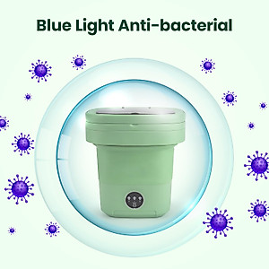 Portable Washing Machine, FETIONS 11L Foldable Washer with 3 Modes, Deep Cleaning of Underwear, Baby Clothes and Other Small Clothes, Suitable for Apartments,Dormitories,Hotels,Camping,Travel, Green