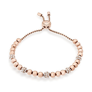 Michael Kors Women's Rose Gold-Tone Beaded Stainless Steel Slider Bracelet (Model:MKJ5220791)