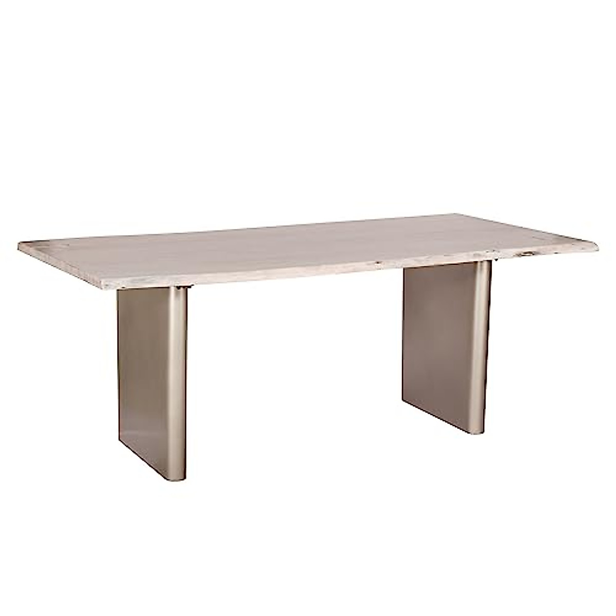 HomSof White Washed 79 Inches Live Edge Premium Dining Table, 1 Piece
